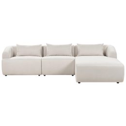 Beliani 3-SITZER-ECKSOFA Stoff beige rechtsseitig Svansele