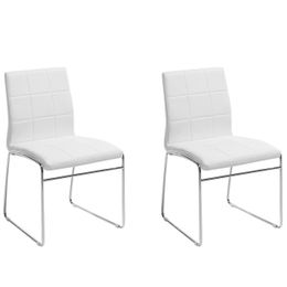 Beliani ESSZIMMERSTUHL 2er-Set Kunstleder Wei&szlig; Kiron