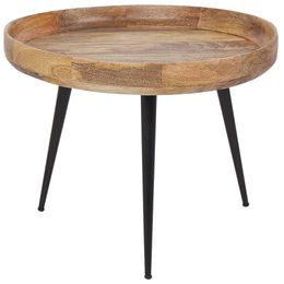 Beliani COUCHTISCH Mangoholz hellbraun/schwarz 49 cm Edna