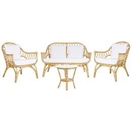 Beliani LOUNGE-SET 4-sitzer Rattan Beige Sibari