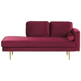 Beliani CHAISELONGUE Samtstoff dunkelrot rechtsseitig Miramas