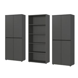KADIMA DESIGN B&Uuml;RO-SET "Stuttgart" gro&szlig; mit 3 Aktenschr&auml;nke Soft-Close 272x197 cm Graphit