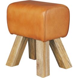 KADIMA DESIGN SITZHOCKER Retro Landhaus Holzbeine, Braun 40x30x47 cm