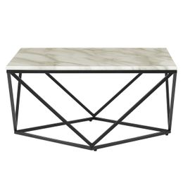 Beliani COUCHTISCH Marmor Optik beige/schwarz quadratisch 80/80 cm Malibu