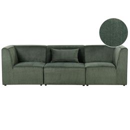 Beliani 3-SITZER-SOFA Cord dunkelgr&uuml;n Lemvig