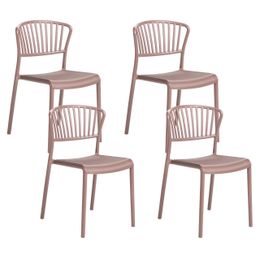 Beliani GARTENSTUHL 4er-Set Braun Gela