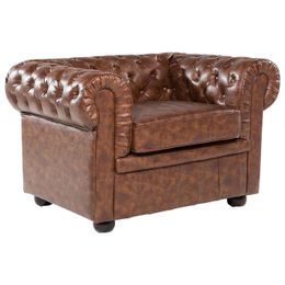 Beliani SESSEL Kunstleder Goldbraun Chesterfield