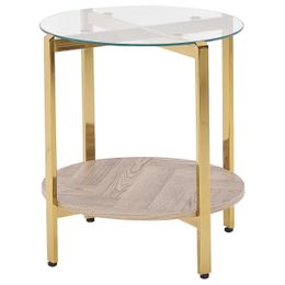 Beliani BEISTELLTISCH Gold/Heller Holzfarbton Lovell