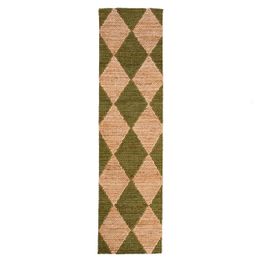 KADIMA DESIGN JUTETEPPICH BAIN, mit Rautenmuster, Olivegr&uuml;n, 60 x 230 cm