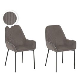 Beliani ESSZIMMERSTUHL 2er-Set Cord Grau Loverna