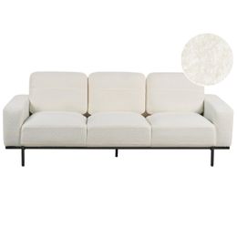 Beliani 3-SITZER-SOFA Boucl&eacute; cremewei&szlig; Sovik