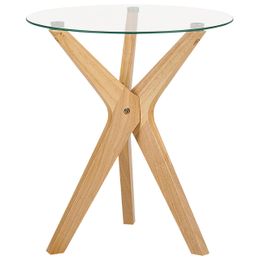 Beliani BEISTELLTISCH Glas transparent/hellbraun 45 cm Valley