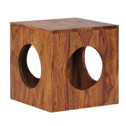 KADIMA DESIGN BEISTELLTISCH &ndash; Massivholz quadratisch Cube Design mit Stauraum handgefertigt