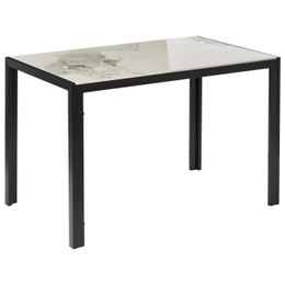 Beliani ESSTISCH Wei&szlig;er Marmor 120/70 cm Clarence