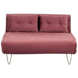 Beliani 2-SITZER-SCHLAFSOFA Samtstoff Rosa Vestfold