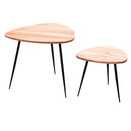 KADIMA DESIGN BEISTELLTISCH Set &ndash; Holz Metall Braun Schwarz 60x51x60 cm 42x37x42 cm