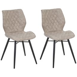 Beliani ESSZIMMERSTUHL 2er-Set Polsterbezug Beige Lisle