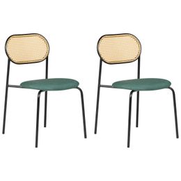 Beliani ESSZIMMERSTUHL 2er-Set Metall dunkelgr&uuml;n/schwarz Adaver
