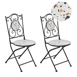Beliani GARTENSTUHL 2er-Set Terrazzo Wei&szlig; Artena