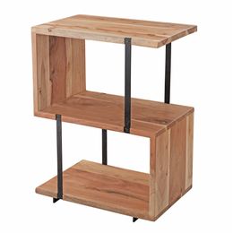 KADIMA DESIGN BEISTELLTISCH &ndash; Massivholz Edelstahl S-Form modern