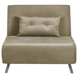Beliani 1-SITZER-SCHLAFSOFA Samtstoff Olivgr&uuml;n Farris