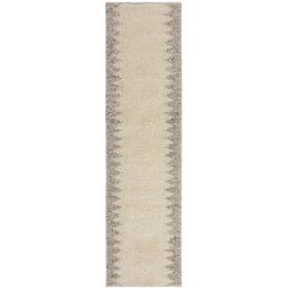 KADIMA DESIGN WOLLTEPPICH handgewebt MEDWAY, mit Bord&uuml;re, Beige, 60 x 230 cm
