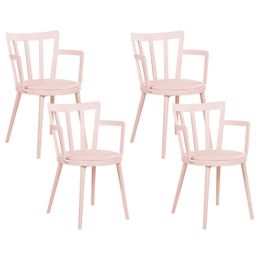 Beliani ESSZIMMERSTUHL 4er-Set Kunststoff Rosa Morill