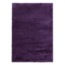 KADIMA DESIGN HOCHFLORTEPPICH SALZACH, einfarbig, Violett, 240 x 340 cm