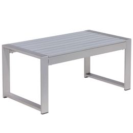 Beliani GARTEN Couchtisch Aluminium hellgrau 90/50 cm Salerno