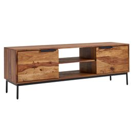 KADIMA DESIGN LOWBOARD Massivholz Landhausstil f&uuml;r 60-Zoll Fernseher mit offenen F&auml;chern