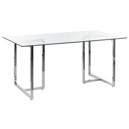 Beliani ESSTISCH 160/90/75 cm Silberfarben Rechteckig Envia
