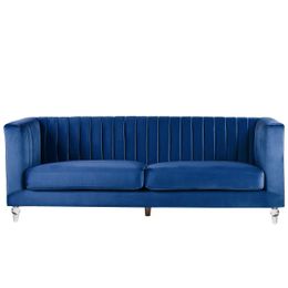 Beliani 3-SITZER-SOFA Samtstoff Kobaltblau Arvika