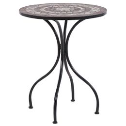 Beliani GARTENTISCH Eisen schwarz Mosaik 60 cm Cariati