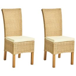 Beliani ESSZIMMERSTUHL 2er-Set Naturfarben Andes