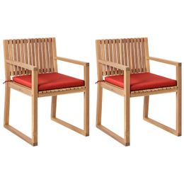 Beliani GARTENSTUHL 2er-Set Hellbraun/Red Sassari Premium