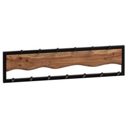 KADIMA DESIGN WANDGARDEROBE Akazie Massivholz Metall Modern 80x20x8 cm mit Wellenmuster