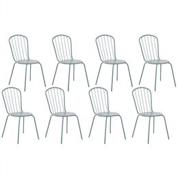 Beliani GARTENSTUHL 8er-Set Stahl hellblau Calvi