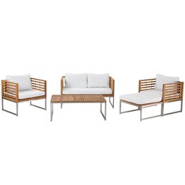 Beliani LOUNGE-SET 4-sitzer Akazienholz Hellbraun Bermuda