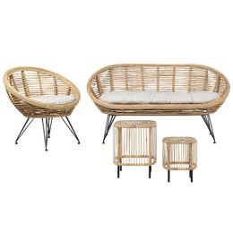 Beliani 3-SITZER LOUNGE SET Rattan Nat&uuml;rlich Maratea/Cesenatico