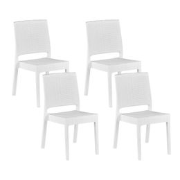Beliani GARTENSTUHL 4er-Set Rattanoptik wei&szlig; Fossano