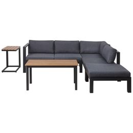 Beliani LOUNGE SET 5-Sitzer schwarz Auflagen grau Messina