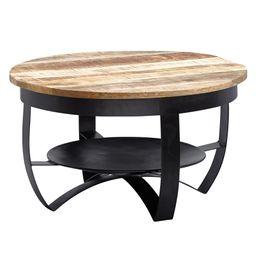 KADIMA DESIGN COUCHTISCH in Braun/Schwarz, Industrieller Stil, aus Recyceltem Mango-Massivholz
