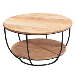 KADIMA DESIGN COUCHTISCH Industrial, Akazienholz mit schwarzen Edelstahlbeinen, handgefertigt