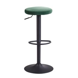 KADIMA DESIGN BARHOCKER H&ouml;henverstellbar Eisen Samt Drehbar CAMPANIA, Gr&uuml;n 40x40x79 cm