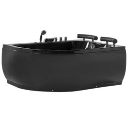 Beliani WHIRLPOOL-BADEWANNE mit LED 113x160x63 cm schwarz Paradiso