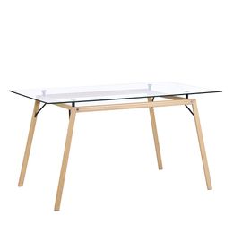 Beliani ESSTISCH 140/80/75 cm Transparent, Hellbraun Rechteckig Kamina
