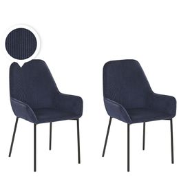 Beliani ESSZIMMERSTUHL 2er-Set Cord Blau Loverna