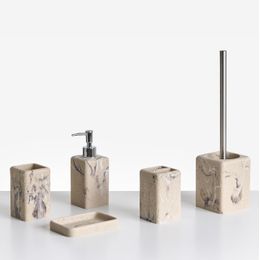 Beliani BADACCESSOIRES Set 5-teilig Beiger Vilcanota