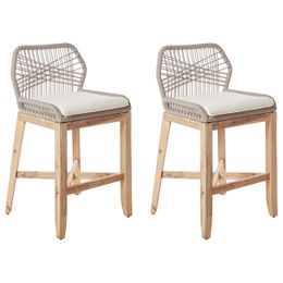 Beliani GARTENBARHOCKER 2er Set Heller Holzfarbton Talamone