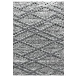 KADIMA DESIGN HOCHFLORTEPPICH EISACK, im Boho-Stil, aus Polypropylen, Grau, 140 x 200 cm